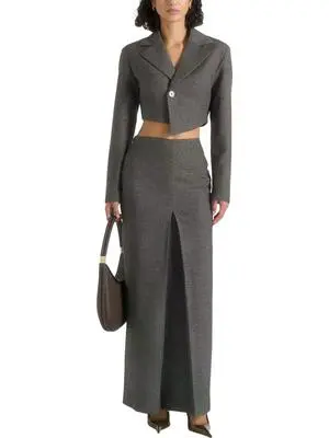 MANIÈRE DE VOIR Regine Marl Tailored Box-Pleat Maxi Skirt