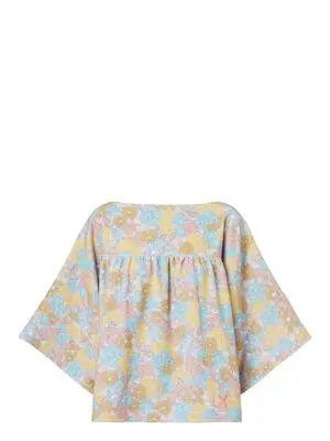 Chloé Floral Gathered Cotton Top - Multicoloured