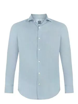 Fedeli Long-sleeve Button-down Shirt - Blue
