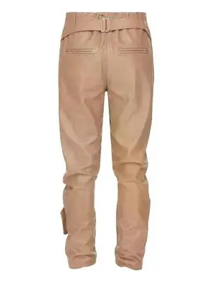 Rick Owens Belted Leather Trousers - Neutrals