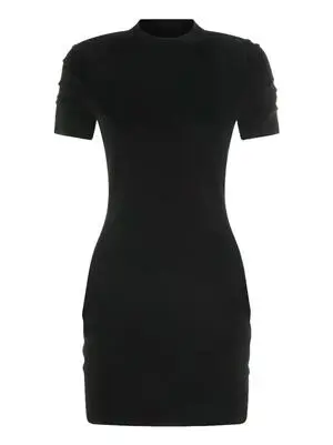 Alexander Wang Ruched Sleeve Logo Dress - Black