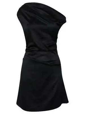 Staud Phare One-shoulder Gathered Mini Dress - Black