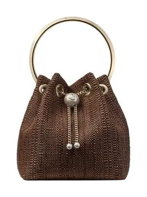 JIMMY CHOO Bon Bon Woven Top Handle Bag - Beige