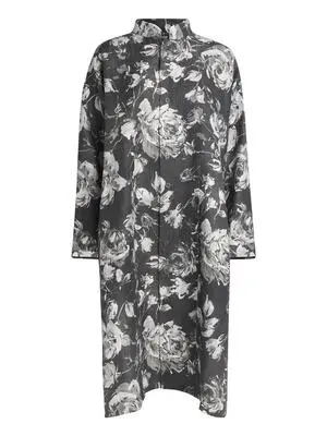 Eskandar Linen Floral Panel Jacket - Grey