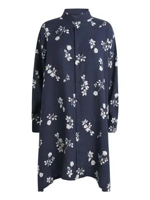 Eskandar Floral Print Linen Midi Shirt Dress - Blue