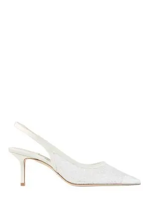 JIMMY CHOO Love 65 Glitter Slingback Heels - Ivory