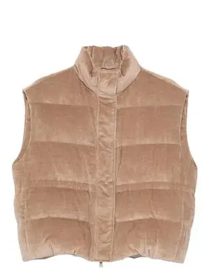 Brunello Cucinelli Padded Down Vest With Corduroy Texture - Brown