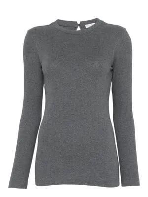 Brunello Cucinelli Dark Monili Trim Crewneck Sweater - Grey