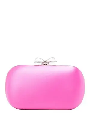 SELF-PORTRAIT Crystal Embellished Satin Clutch - Pink