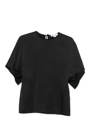 Stella McCartney Satin Silk Top With Cape Sleeves - Black