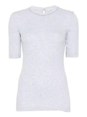 Brunello Cucinelli Crewneck Sweater With Monili Trim - Grey