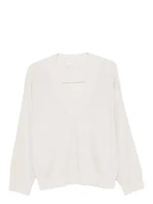 Brunello Cucinelli V-neck Cotton Sweater - Beige