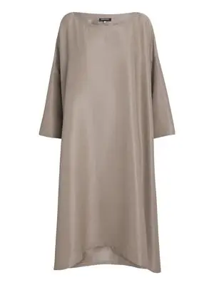 Eskandar Silk Plissé Midi Dress - Grey