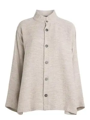 Eskandar Linen-blend Tweed Mandarin Collar Jacket - Neutral