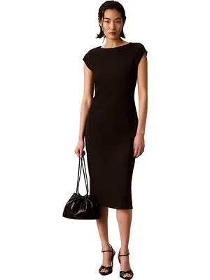 Calvin Klein Ponte Midi Dress - Black