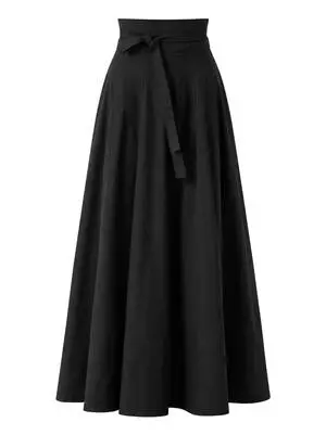 NIKKA PLACE Gothic Maxi Cotton Skirt With Bow Tie Detail - Black
