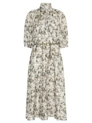 Max Mara Printed Silk Dress - Stone