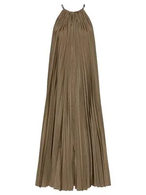 MAX MARA Max Mara Sleeveless Plissé-Pleated Taffeta Maxi Dress