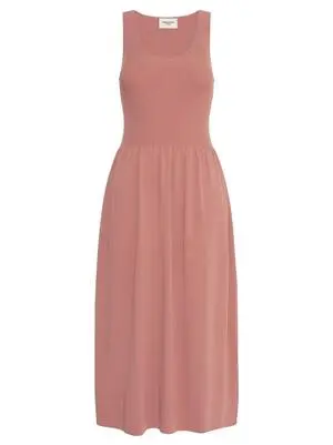 Max Mara Long Rib-knit Bodice & Plain-knit Skirt Dress - Terra Cotta