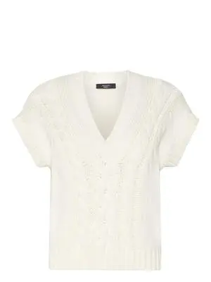 Max Mara Cotton Yarn Cable-knit Vest - Ecru