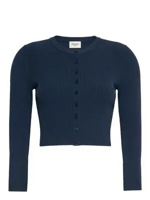 Max Mara Fine Rib-knit Viscose Cardigan - Navy