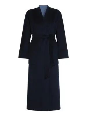 Max Mara Reversible Wool Drape Coat - Navy
