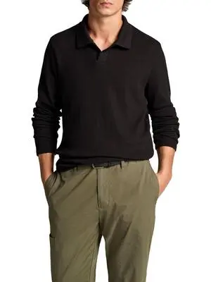 Vince Macro-rib Cotton Johnny-collar Shirt - Black