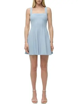 Simkhai Indie Compact Knit Pleated Mini Dress - Blue