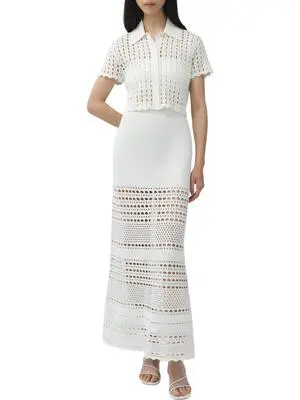 Simkhai Arlan Eyelet Stitch Camp Shirt - White