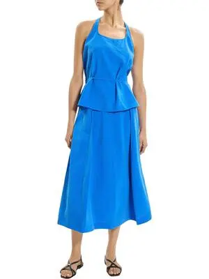 Theory Relaxed Silk Belted Tank Top - Blue