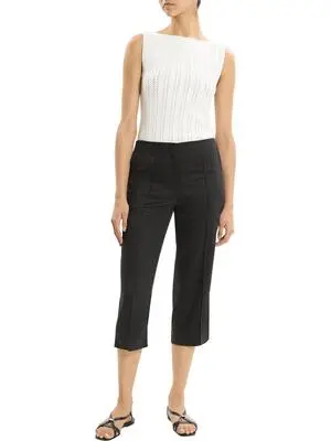 Theory Linen Twill Capri Pants - Black