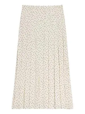 Theory Polka Dot Pleated Midi Skirt - White