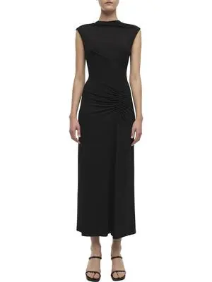 Simkhai SIMKHAI Acacia Jersey Draped Maxi Dress Black