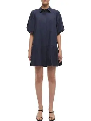 Simkhai Crissy Poplin Drop-waist Shirt Dress - Blue