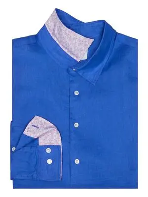 PINK HOUSE Linen Shirt Plain Dazzling - Blue