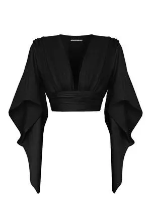 SANCTUMUM Calypso Wrap Blouse - Black