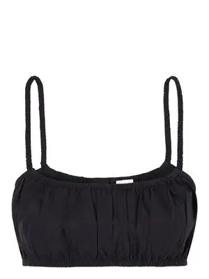Suzie Kondi Shirred Cotton-poplin Bandeau Tank - Black
