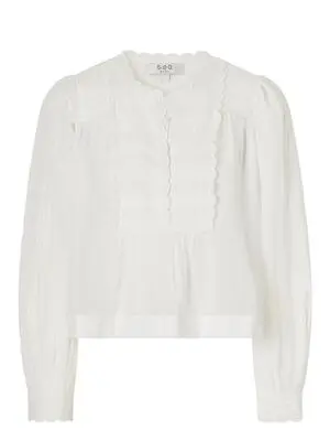 Sea Eliza Broderie Anglaise Cotton-blend Blouse - White