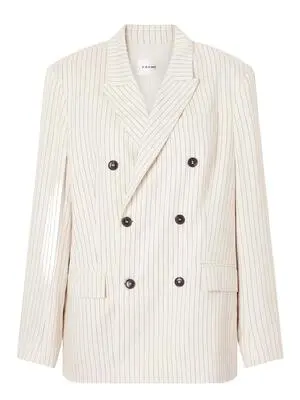 FRAME FRAME The Avenue Double-Breasted Striped Blazer