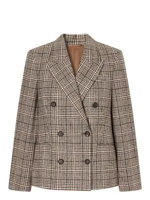 Brunello Cucinelli Checked Wool-blend Blazer - Neutrals