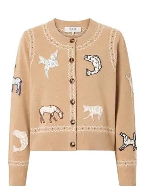 Sea Winslow Appliquéd Wool Cardigan - Beige