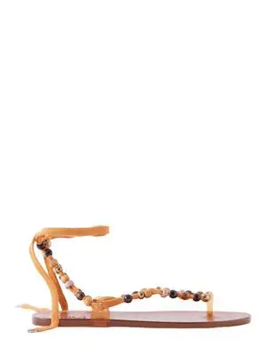 ANCIENT GREEK SANDALS Esther Bead-embellished Jelly Thong Sandals - Brown