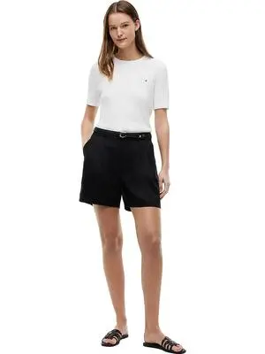 Tommy Hilfiger Pleated Lightweight Lyocell-cotton Shorts - Black