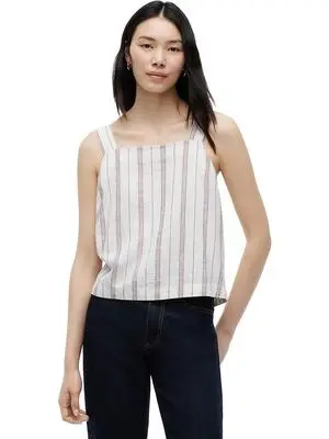 Tommy Hilfiger Striped Linen-blend Tank Top - Ecru