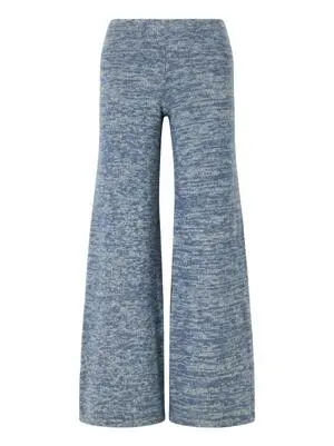 THE ELDER STATESMAN Nimbus Knitted Cashmere And Silk-blend Wide-leg Pants - Blue