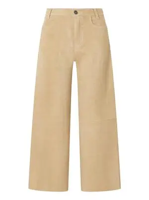 Stouls Lilou Cropped Suede Wide-leg Pants - Neutrals