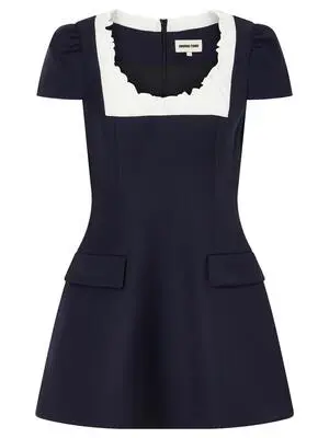 SHUSHU/TONG Scalloped Wool Mini Dress - Blue