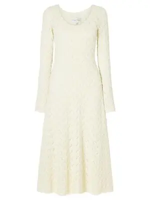Cara Cara Avril Pointelle Knit Cotton Midi Dress - Neutrals
