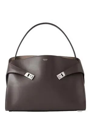 FERRAGAMO Hug Medium Leather Tote - Brown
