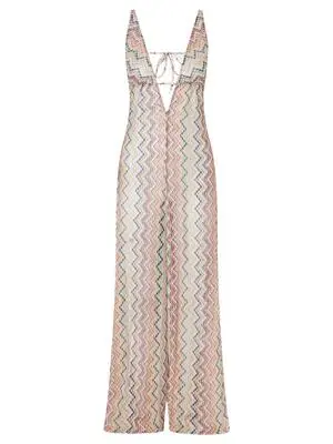 MISSONI Striped Metallic Crochet-knit Coverup
